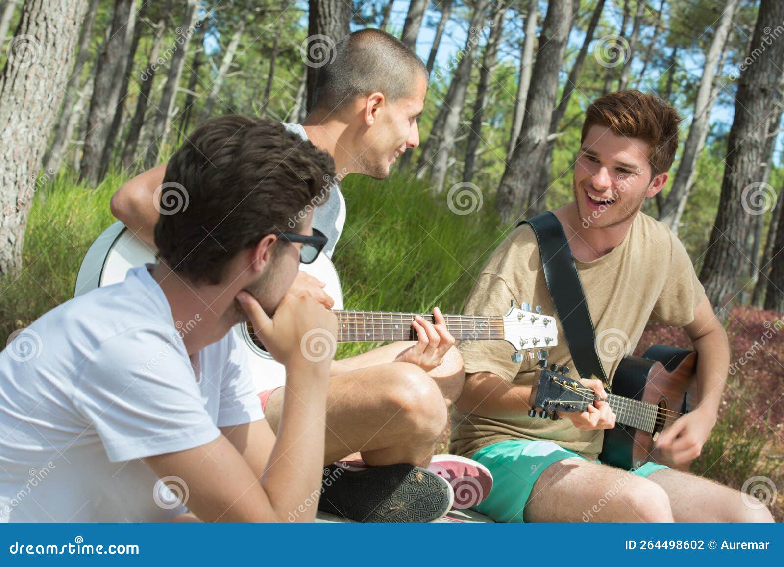 Happy Friends in Park Having Fun Playing Music Stock Photo - Image of ...