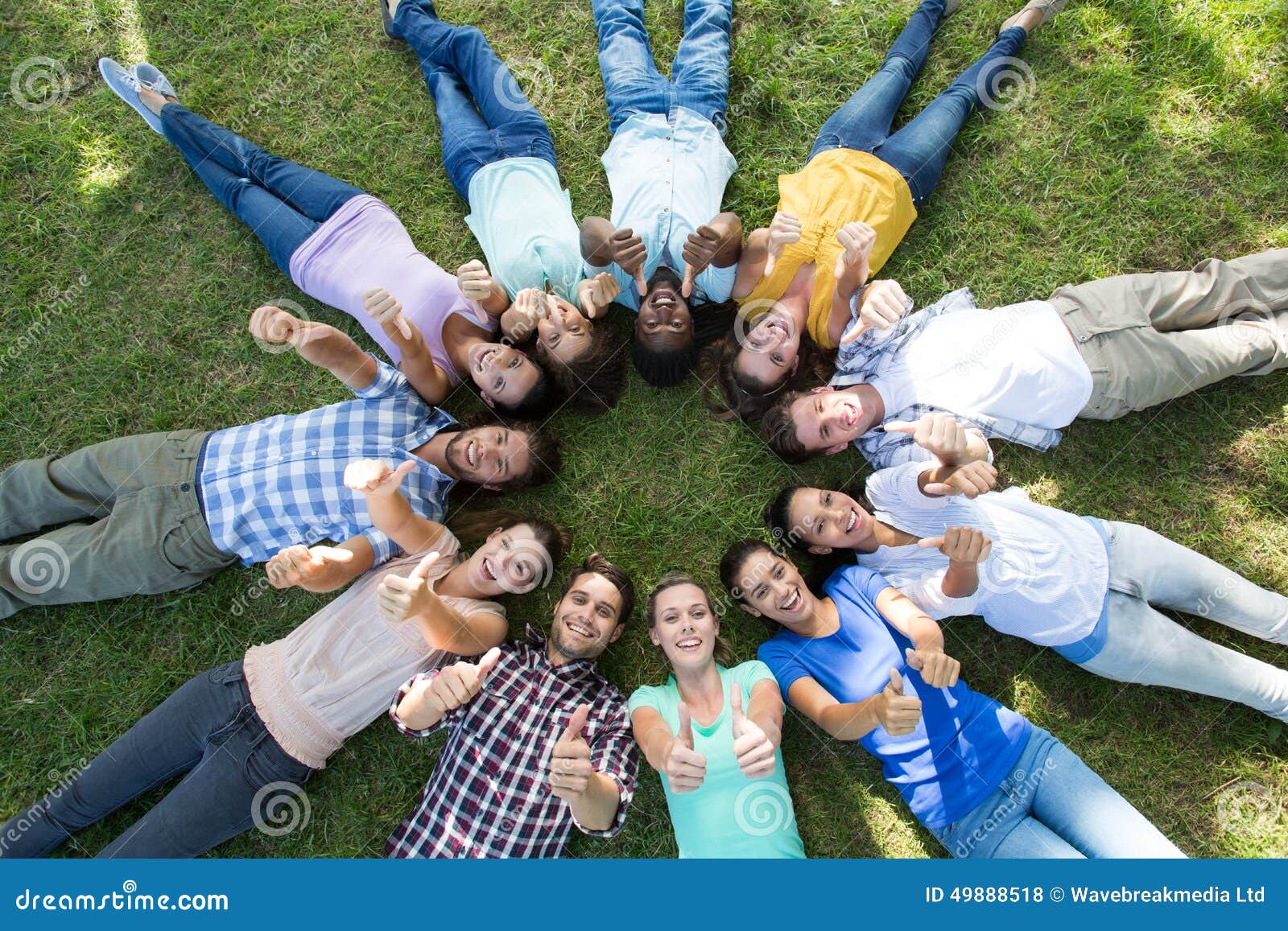 Happy Friends in the Park Lying in Circle Stock Photo - Image of ...