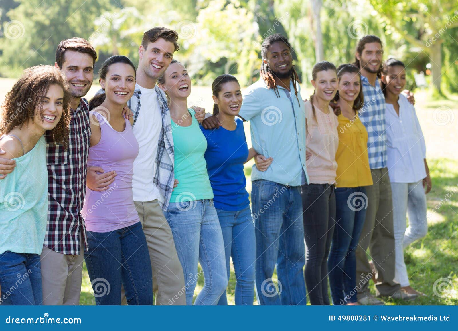 Happy friends in the park stock image. Image of activities - 49888281