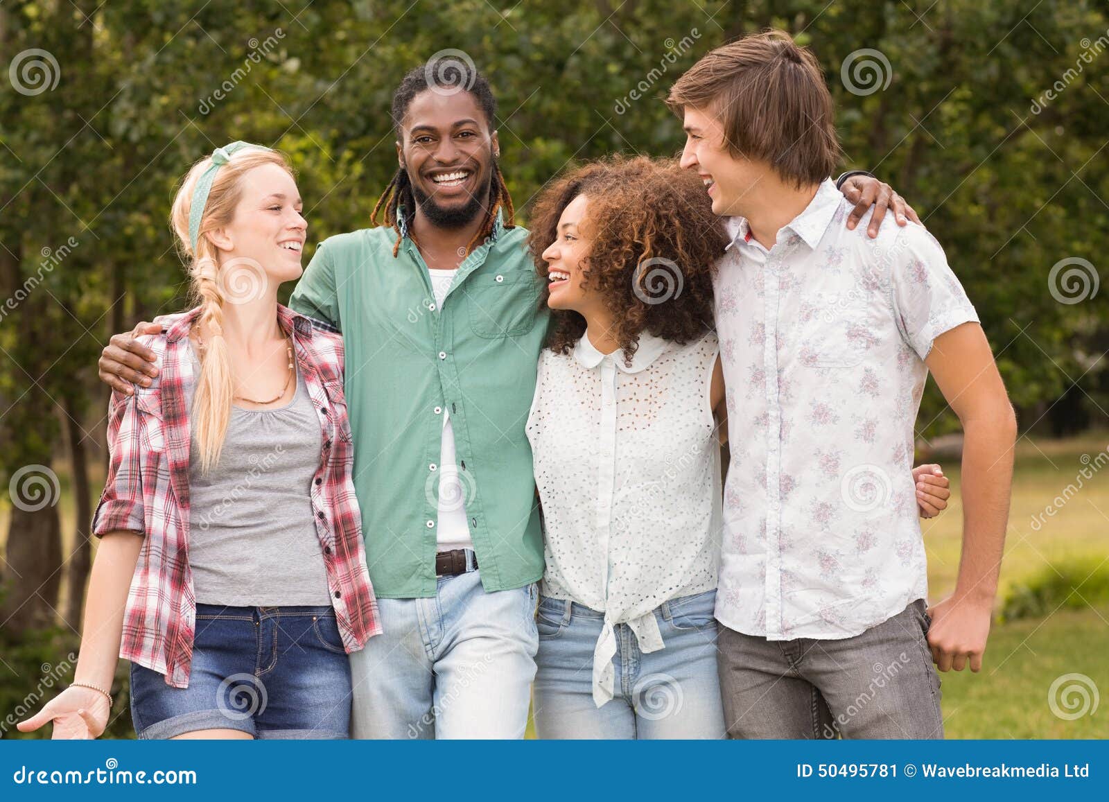Happy friends in the park stock image. Image of bright - 50495781