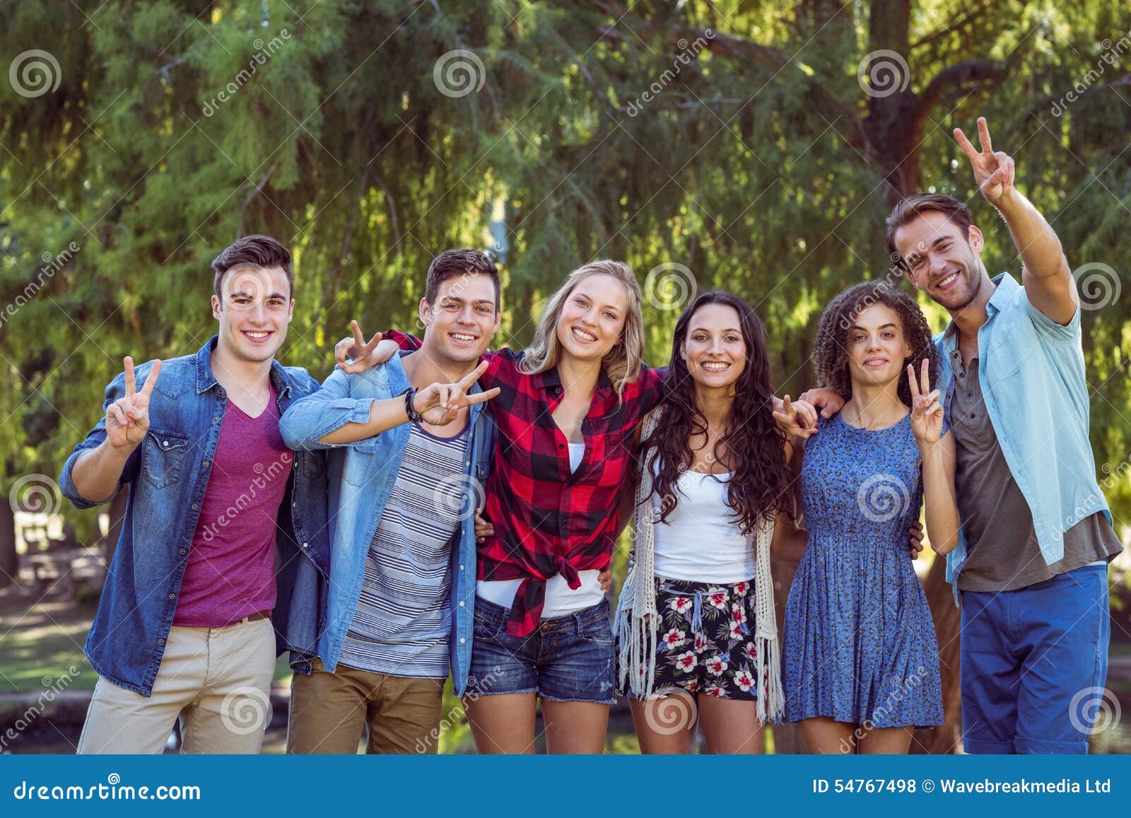 Happy friends in the park stock photo. Image of caucasian - 54767498