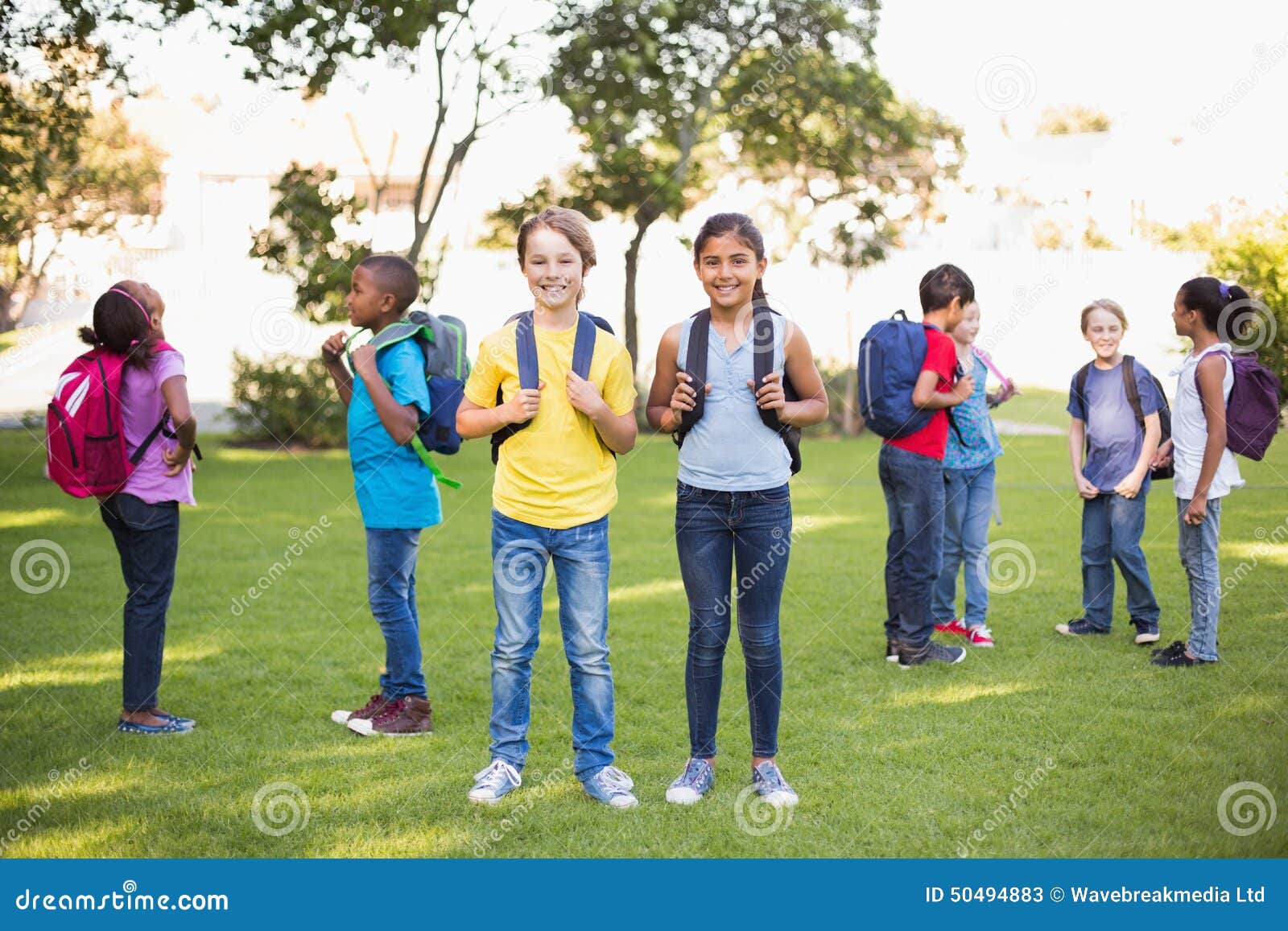 Happy Friends Playing in the Park Stock Image - Image of happy, group ...