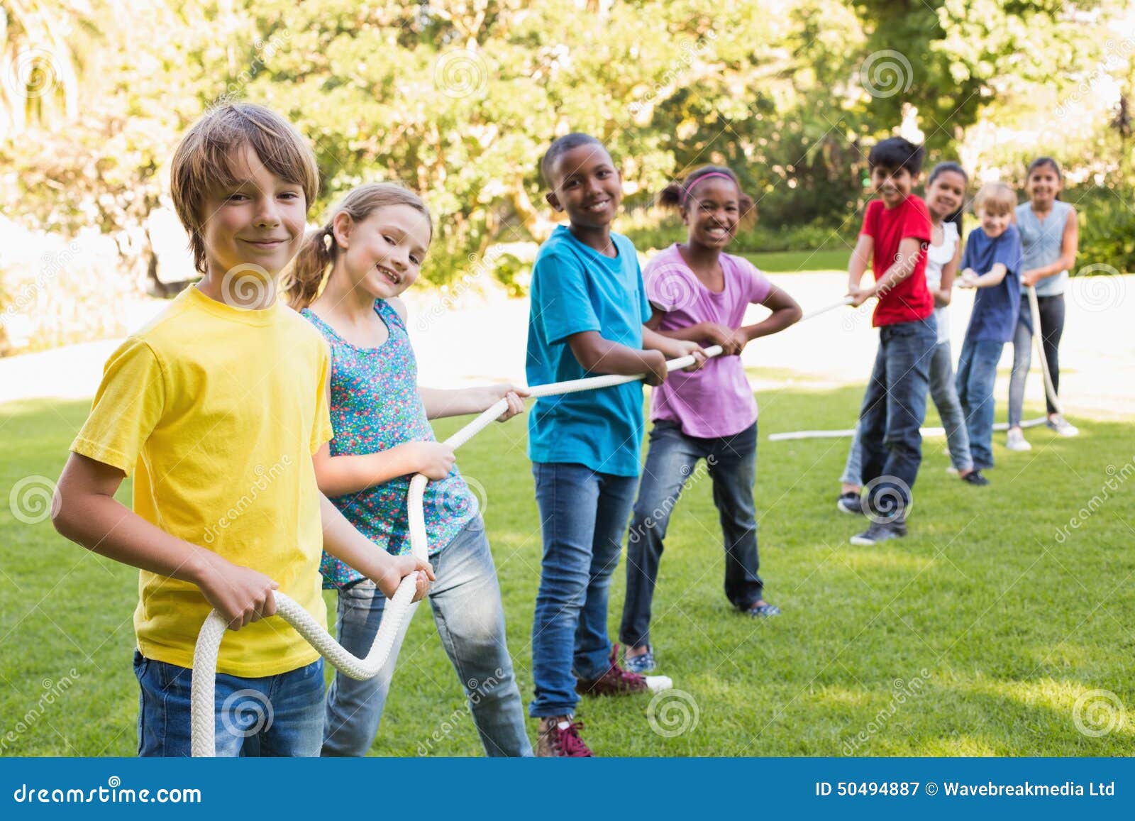 Happy Friends Playing in the Park Stock Image - Image of communication ...