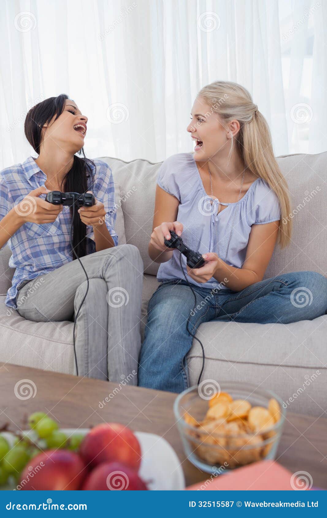 Happy Friends Playing Video Games Stock Image - Image of indoors, abode ...