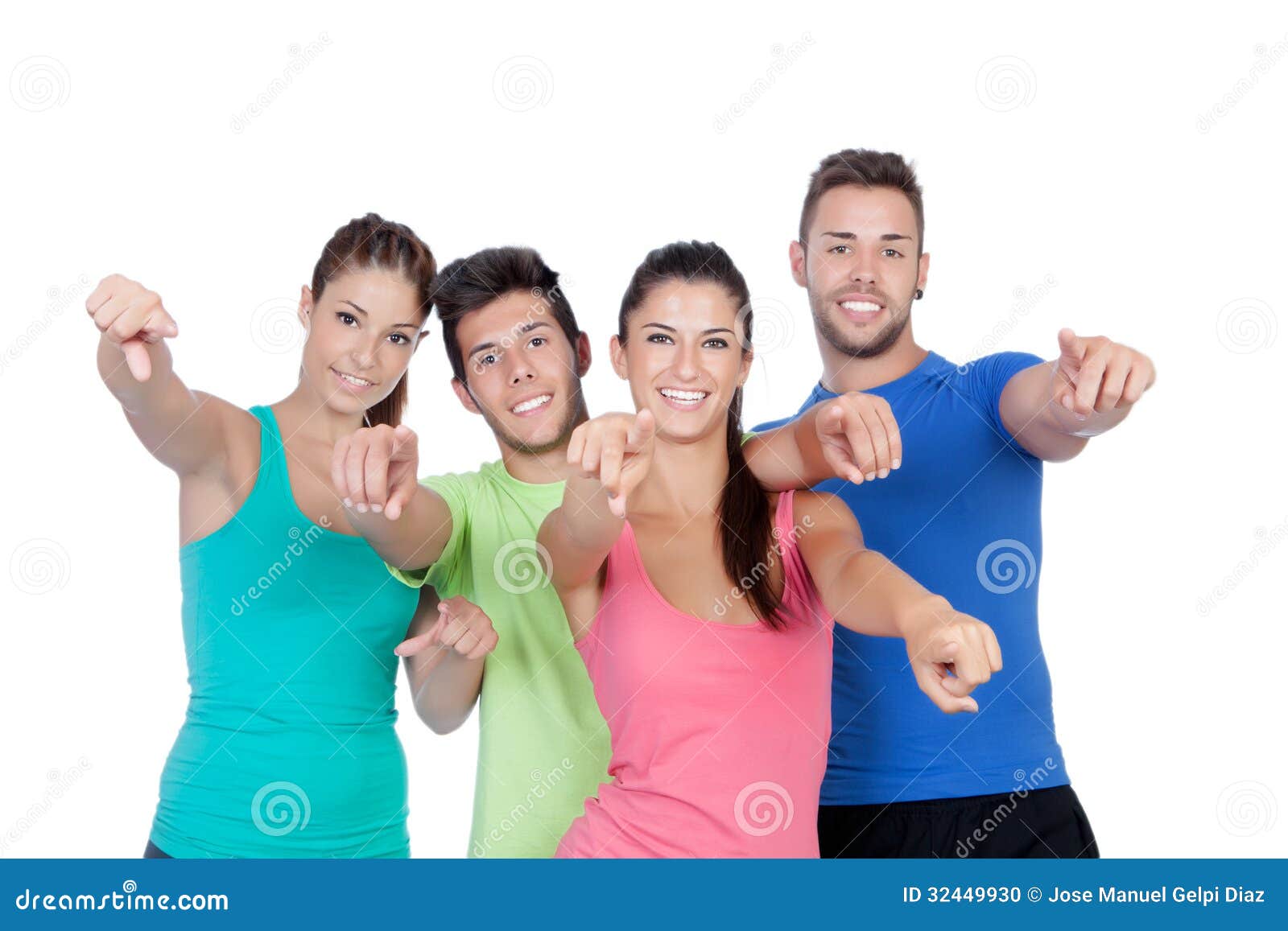 Happy friends pointing stock photo. Image of love, colored - 32449930