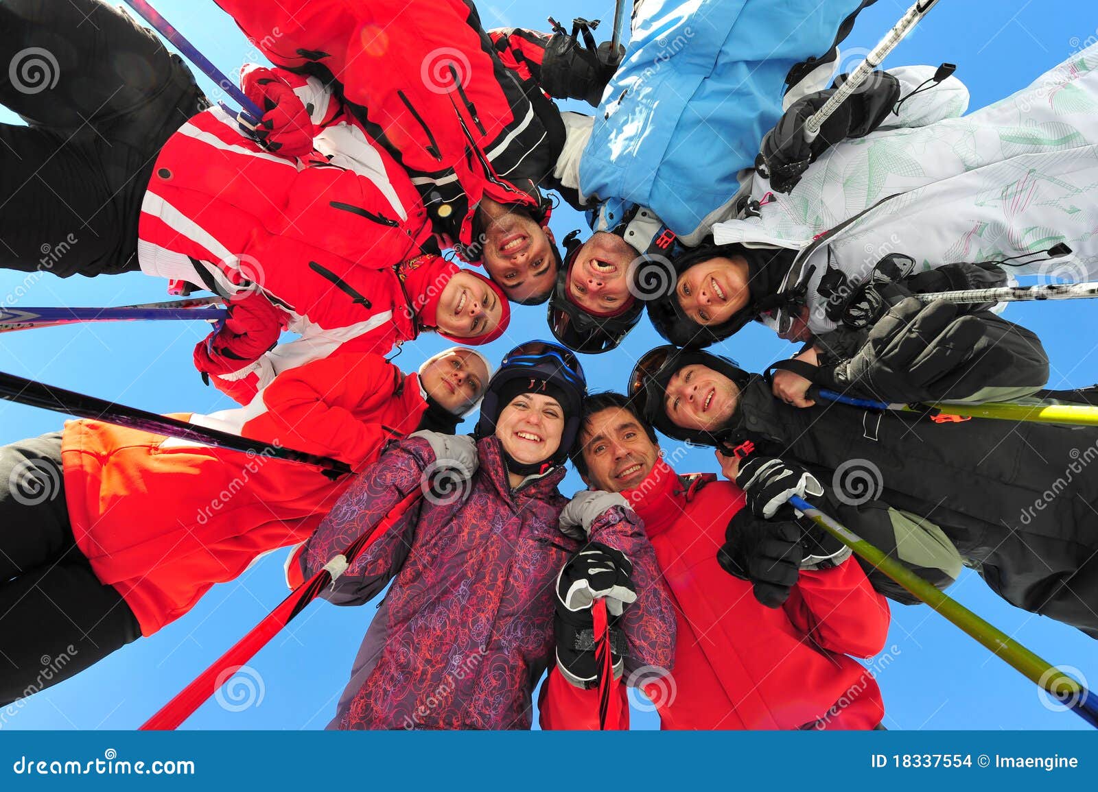 Happy Friends Practicing Winter Sports Stock Photo - Image of girls ...