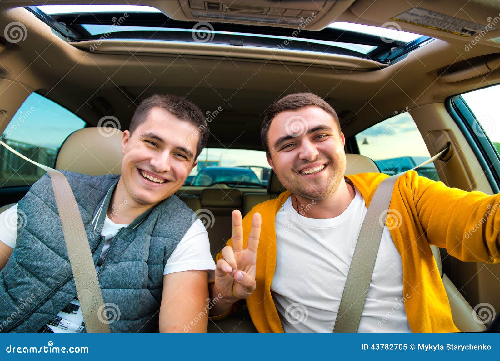 Happy Friends Ready for Vacations Driving Car Stock Image - Image of ...