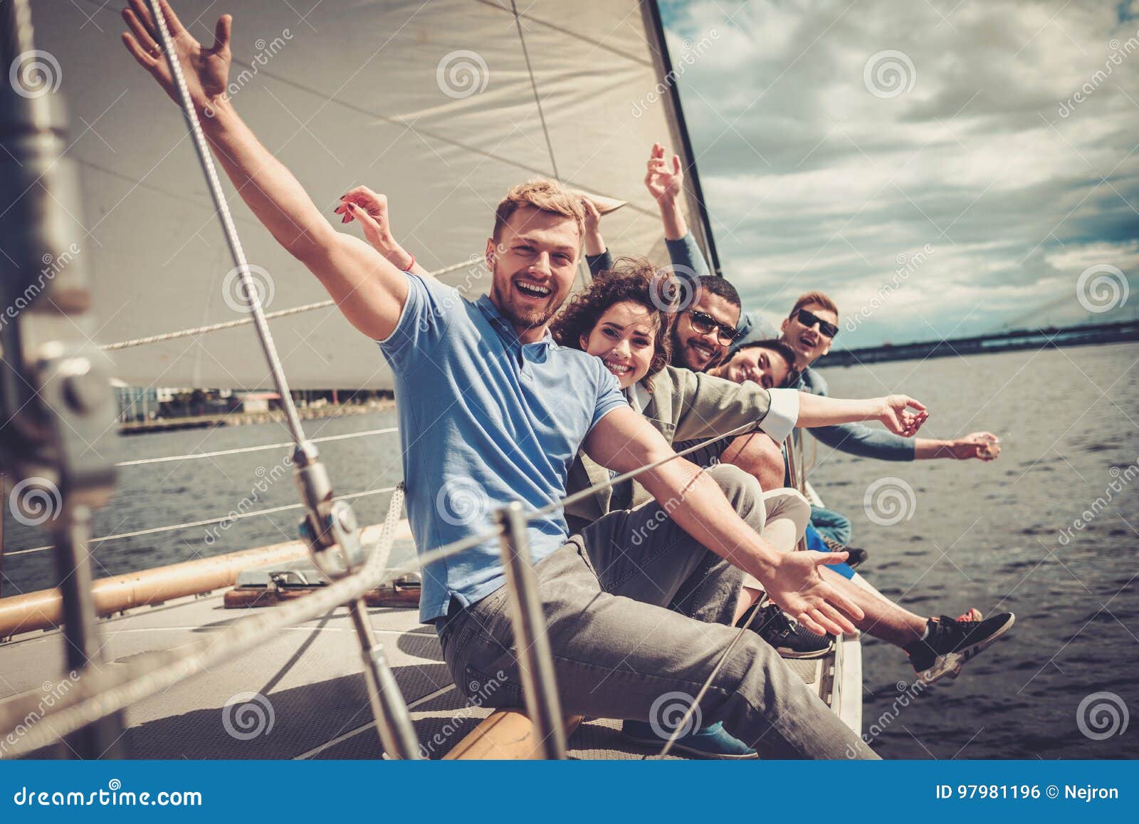 Happy Friends Resting on a Yacht Stock Photo - Image of ship, luxury ...