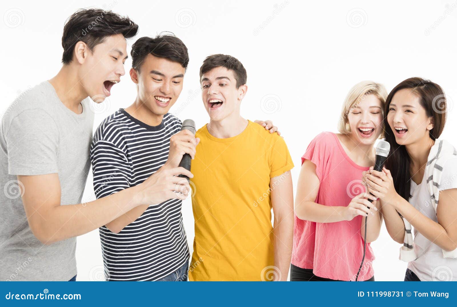 Happy Friends Singing Song Together Stock Image - Image of friends ...