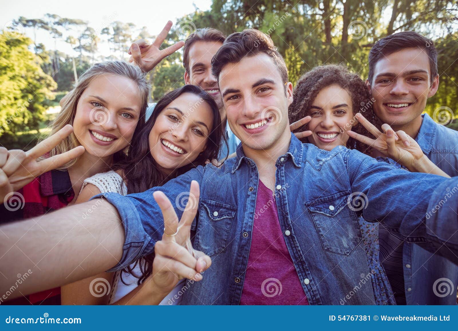 Happy Friends Smiling at Camera Stock Image - Image of caucasian ...