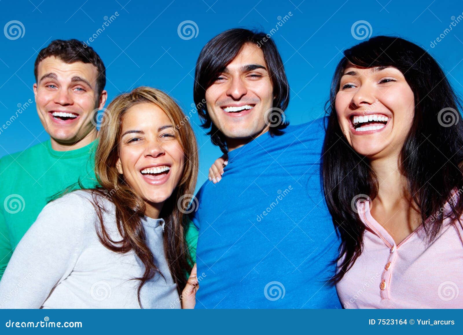 Happy Friends Standing Together Laughing Stock Photo - Image of cool ...