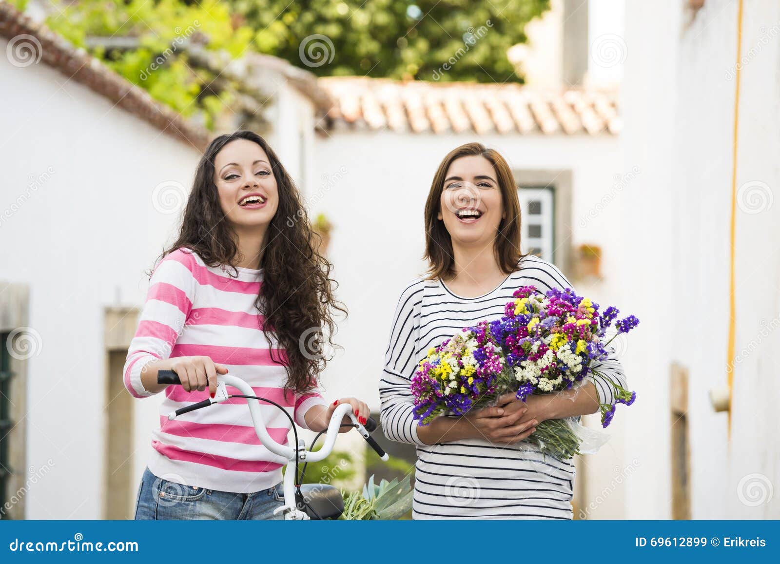 Happy friends stock image. Image of market, summer, outside - 69612899