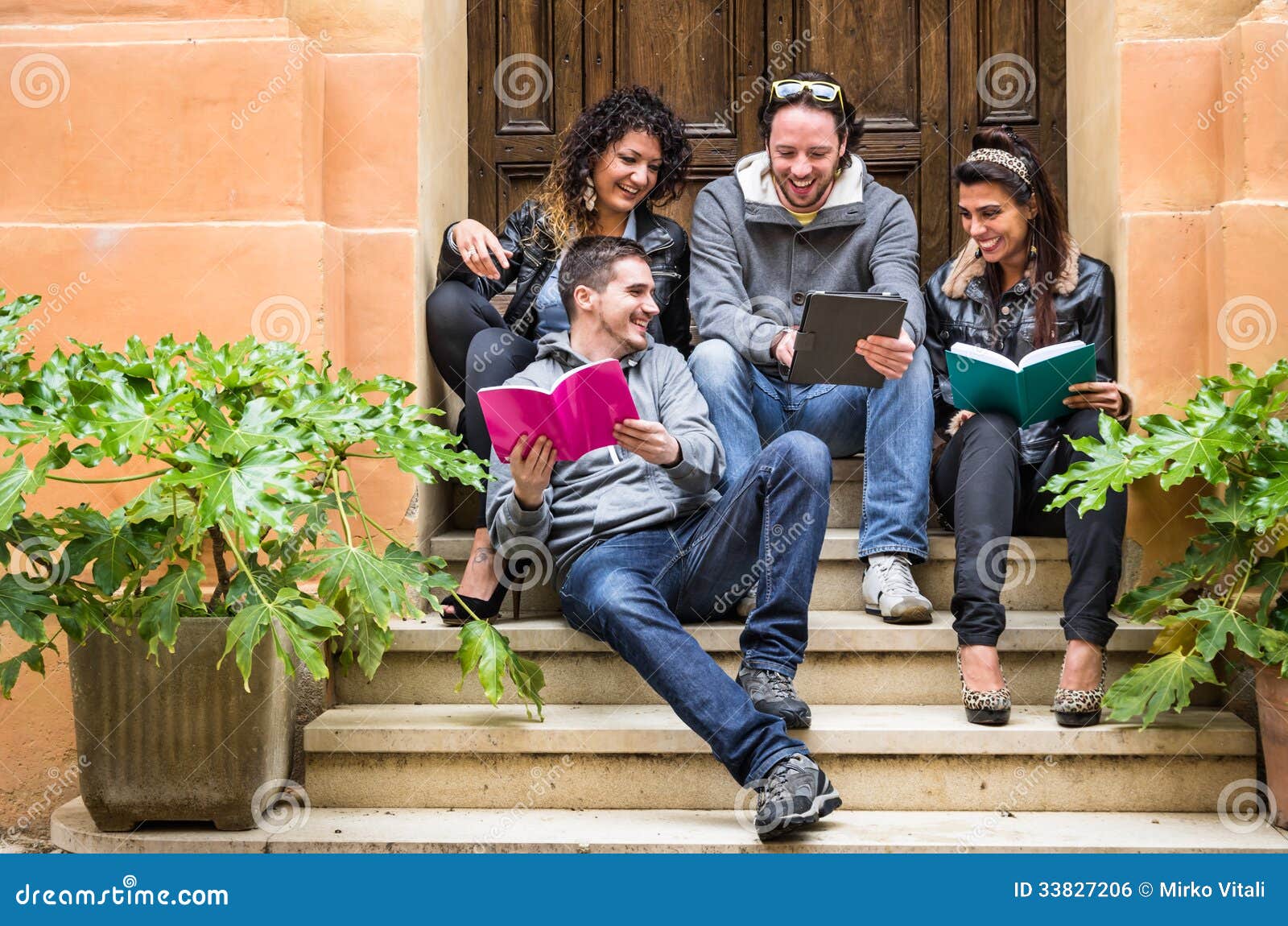 Happy Friends during a University Break Stock Photo - Image of couple ...