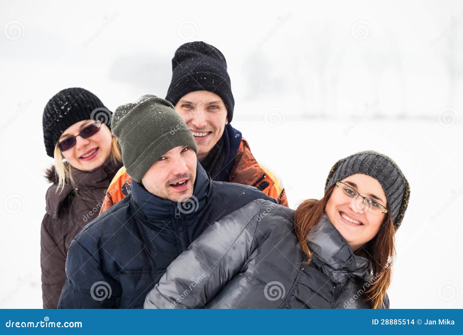 Happy friends in winter stock photo. Image of wintertime - 28885514
