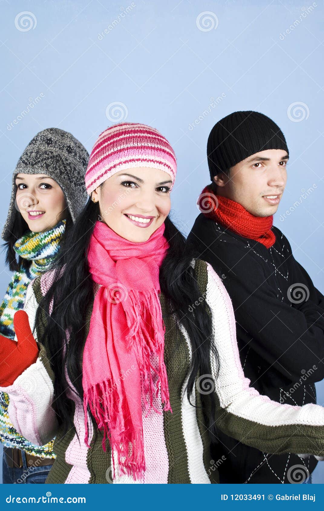 Happy Friends in Winter Season Stock Image - Image of girls, laugh ...