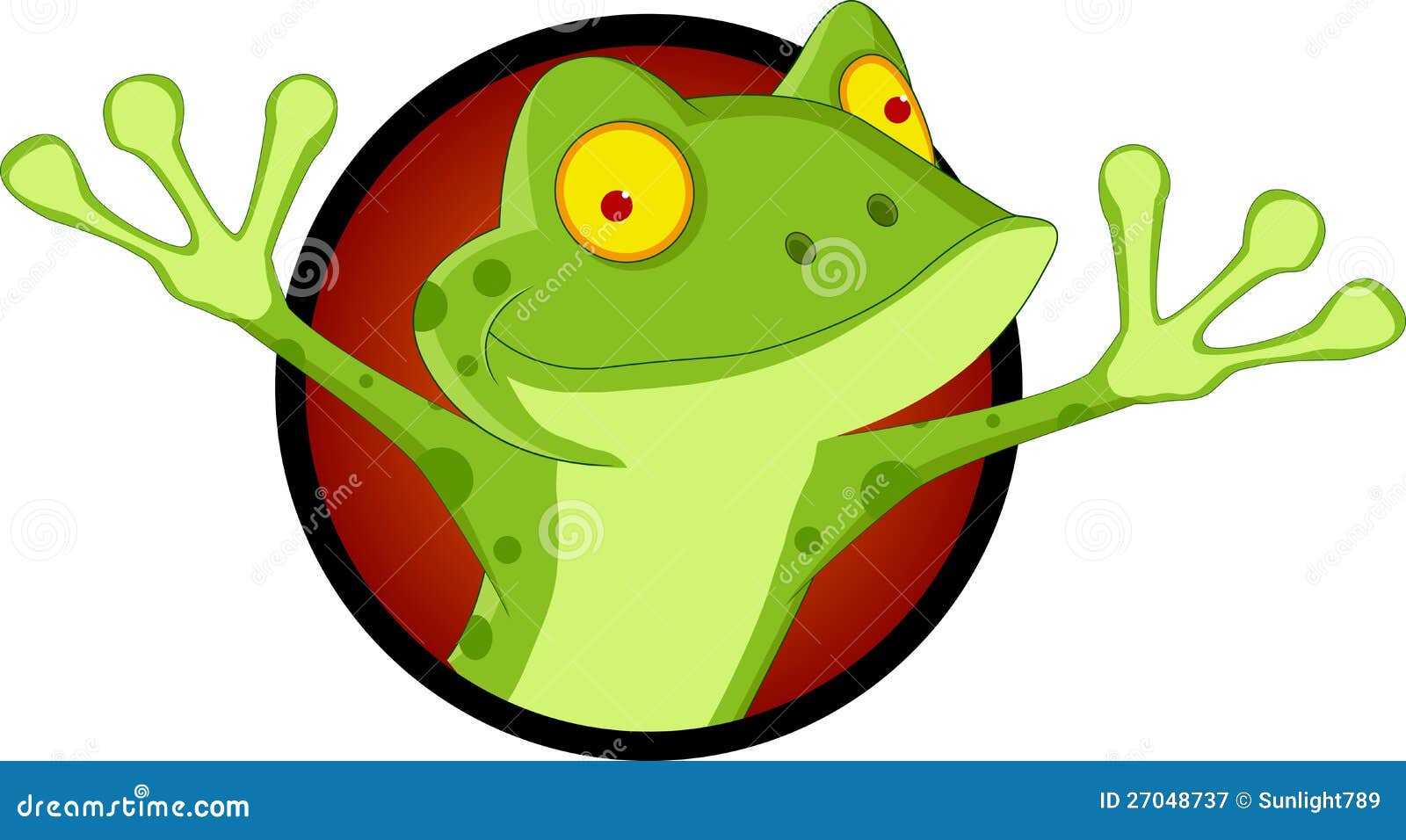 Happy frog cartoon stock illustration. Illustration of present - 27048737