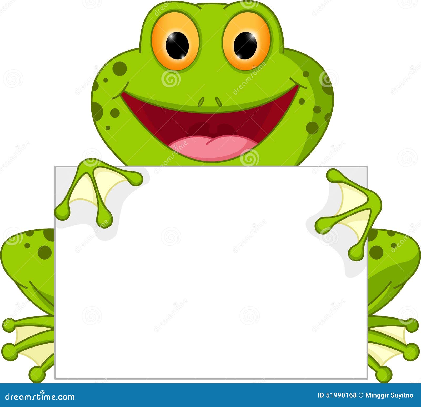Happy Frog Cartoon with Sign Stock Vector - Illustration of happy ...