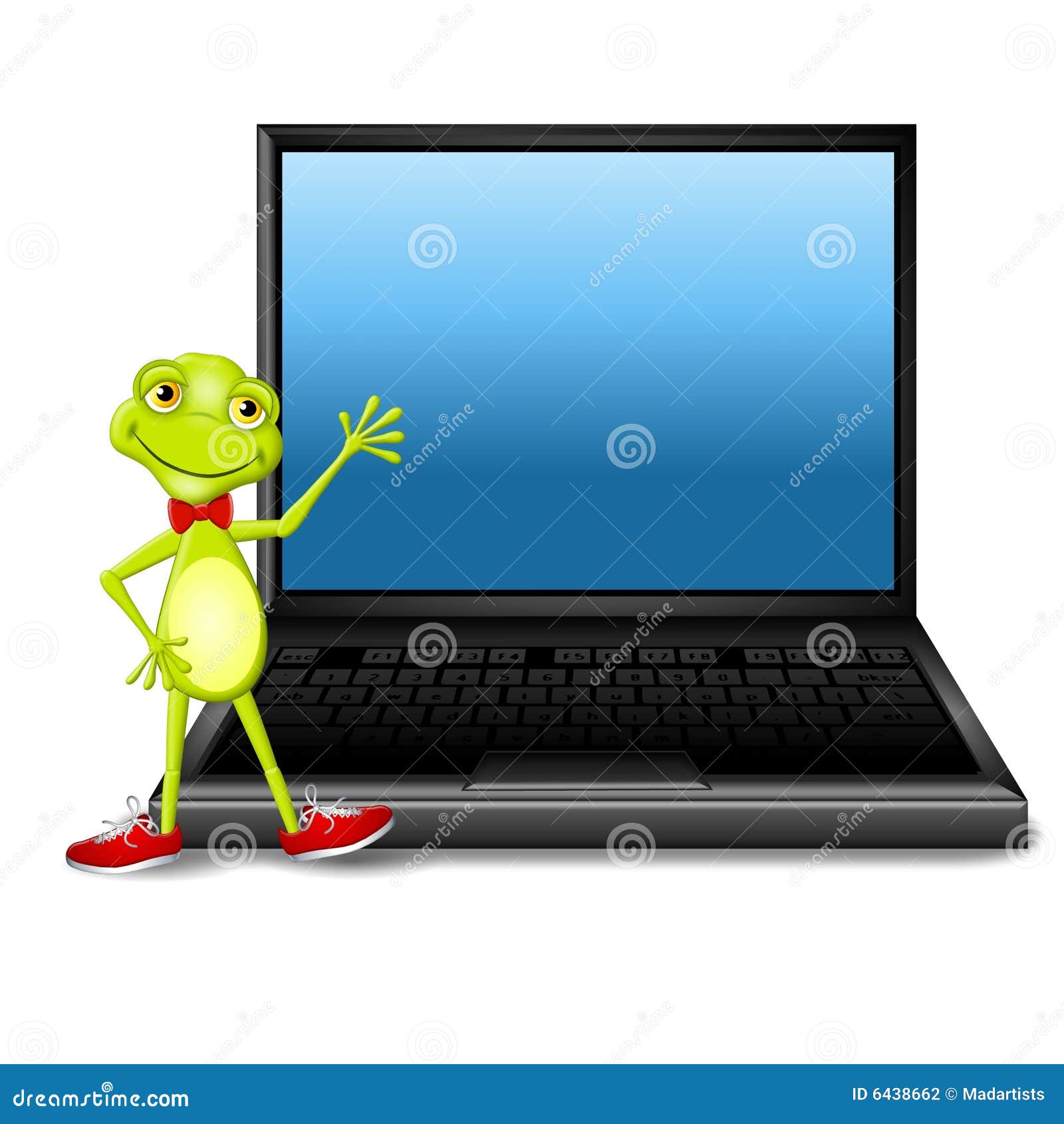 Happy Frog with Laptop stock illustration. Illustration of graphic ...