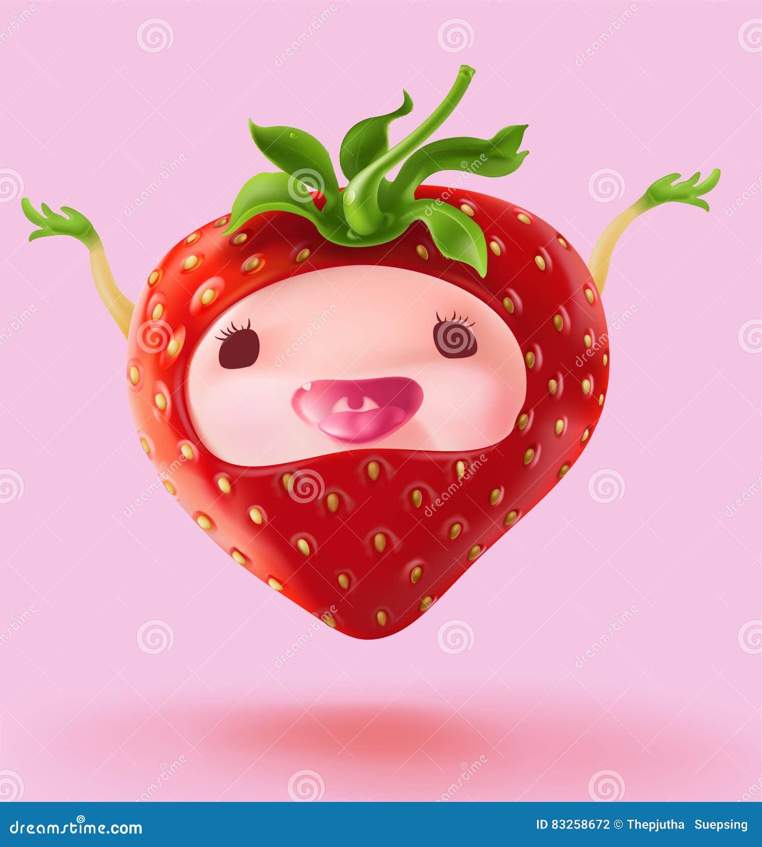 Cartoon Strawberries With Faces