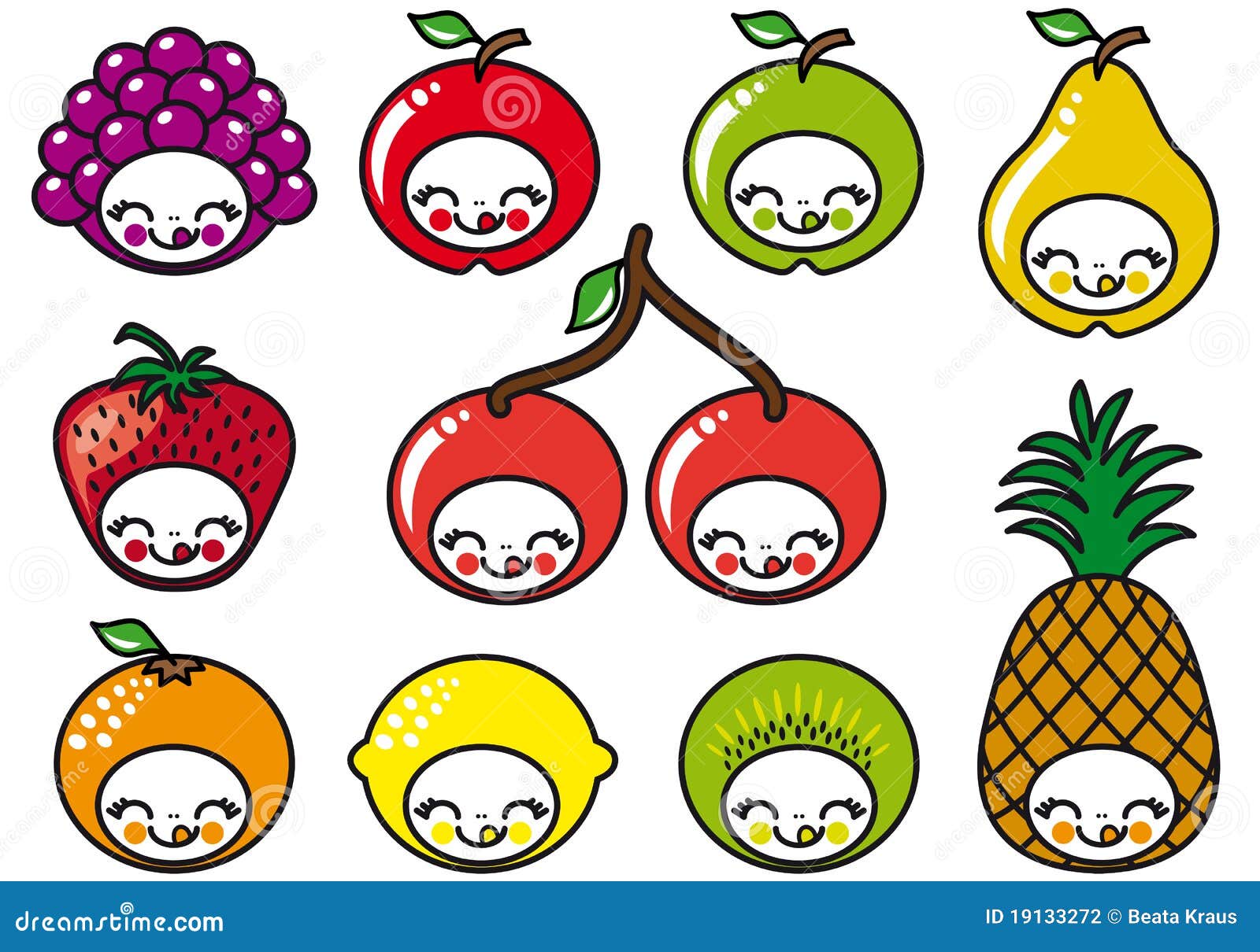 Fruits Faces Vector Illustration | CartoonDealer.com #12269928