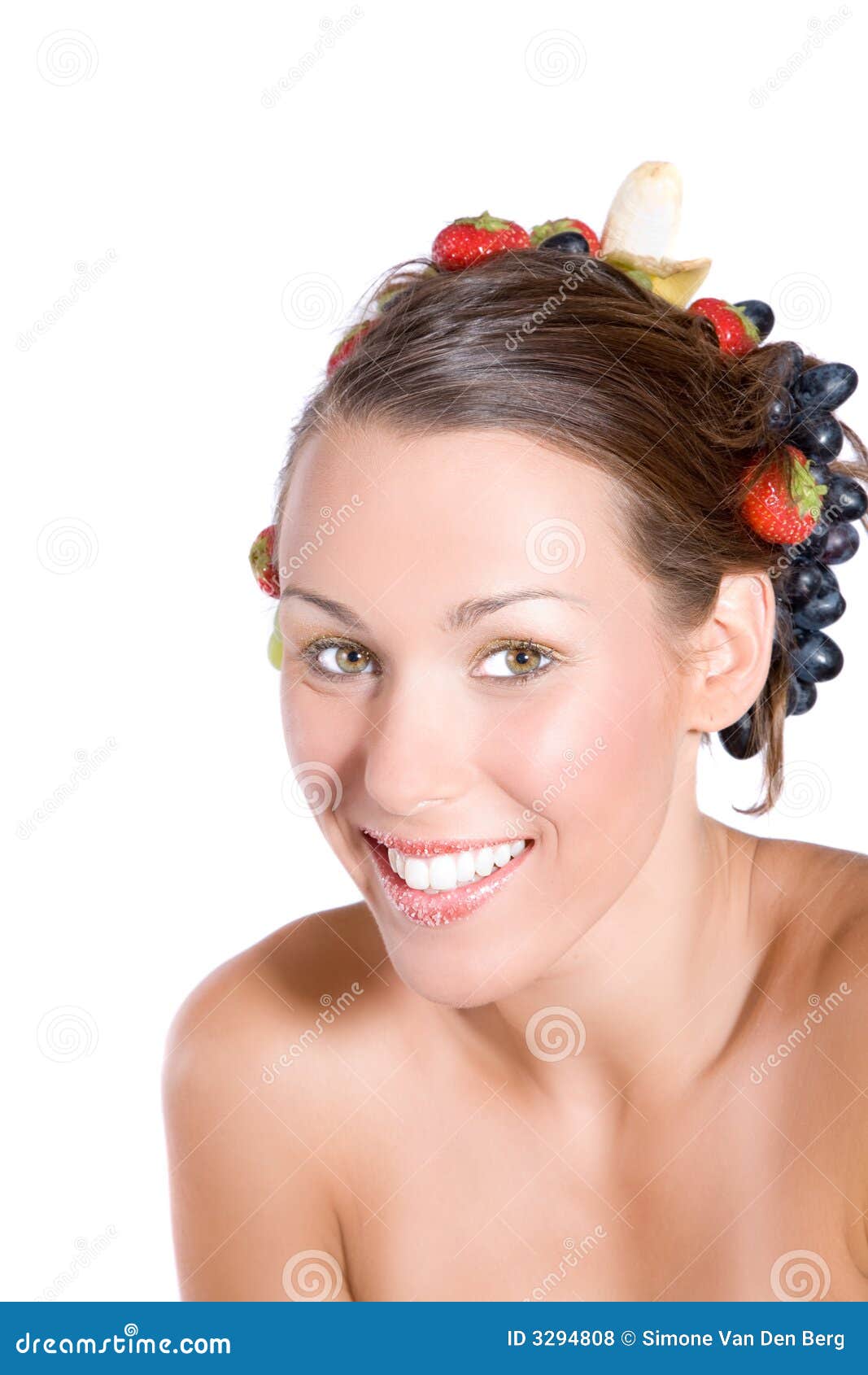 Happy fruity girl stock photo. Image of hairstyle, happiness - 3294808