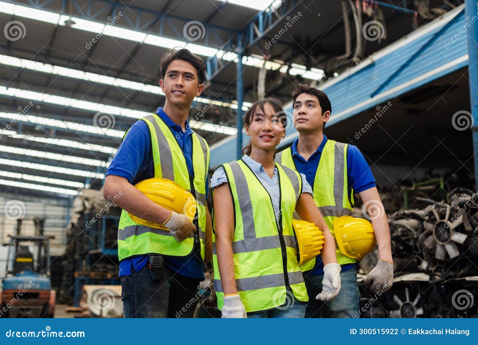 Happy Full Team Engineering Worker Technician Looking at Camera ...