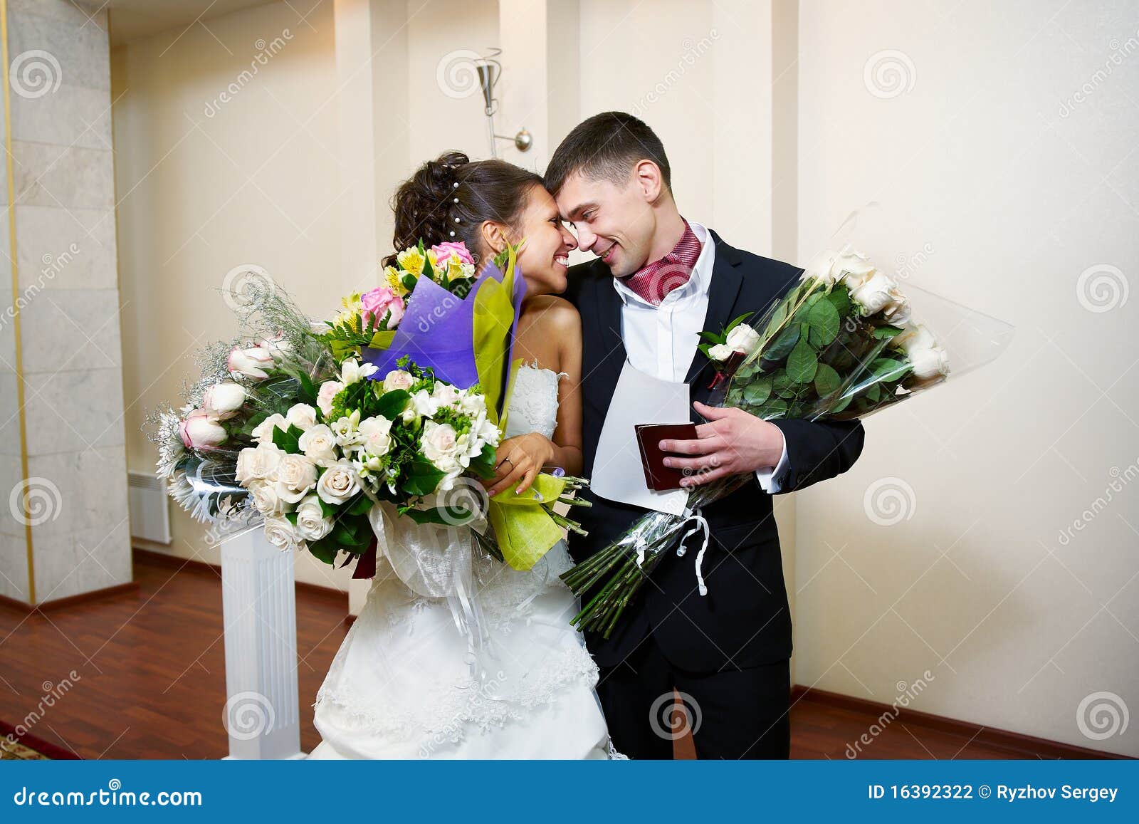 Happy fun bride and groom stock photo. Image of bridal - 16392322