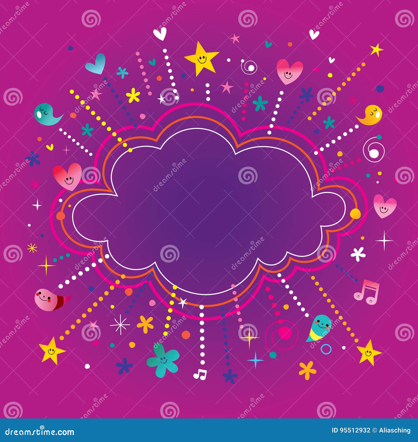 Happy Fun Bursts Explosion Cartoon Cloud Shape Banner Frame Stock ...