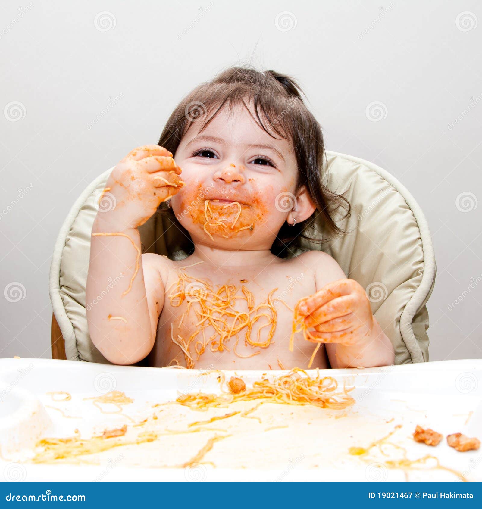 Happy fun messy eater stock image. Image of infant, smiling - 19021467
