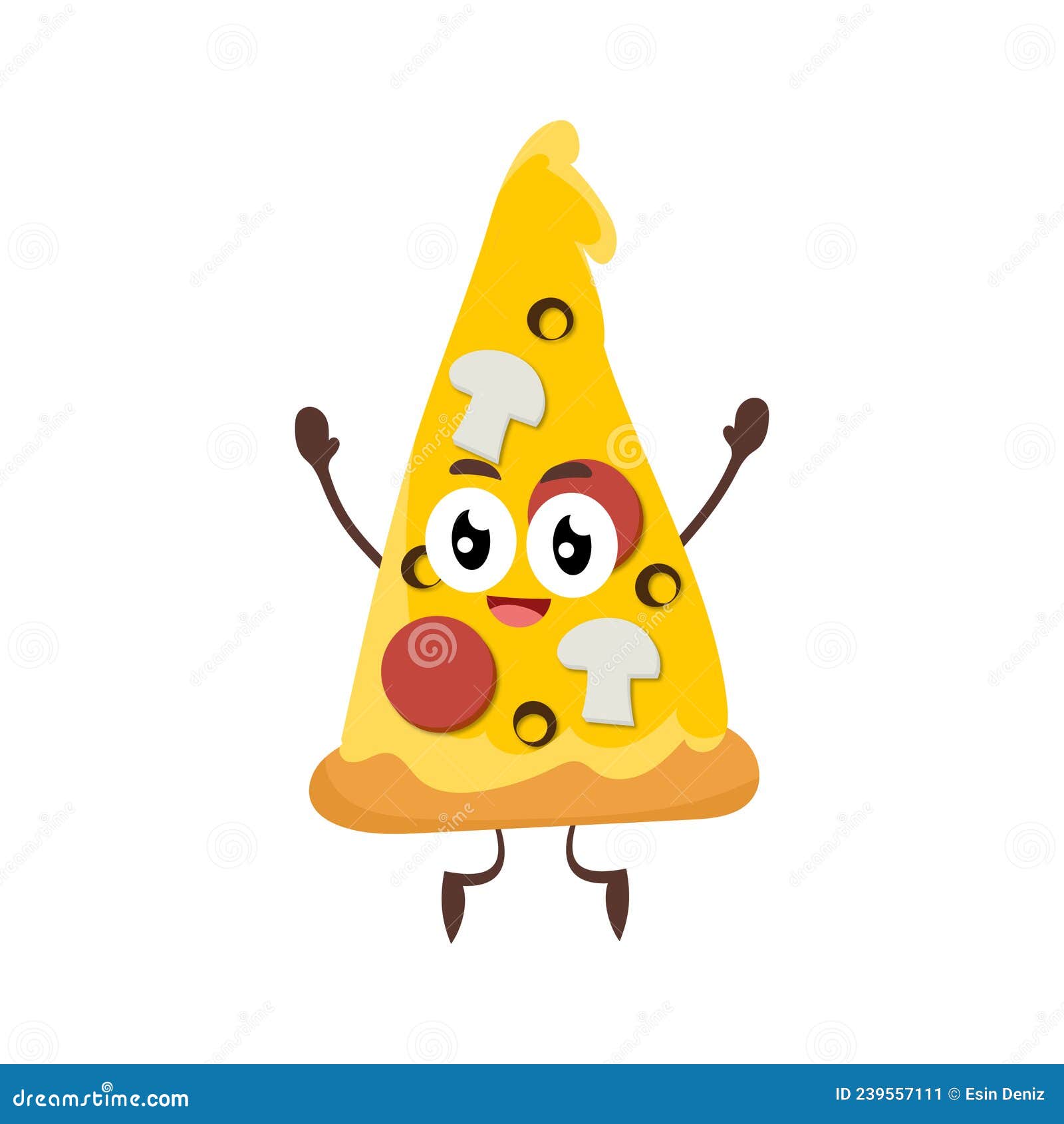 Happy, Fun Pizza Slice Cartoon Illustration Stock Illustration ...