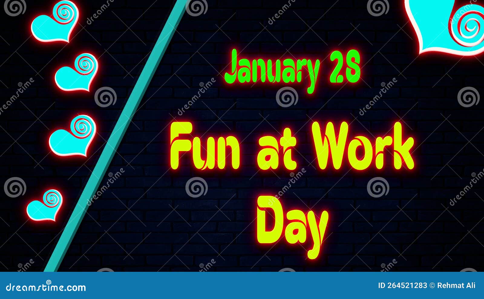 Happy Fun at Work Day, January 28. Calendar of January Neon Text Effect ...