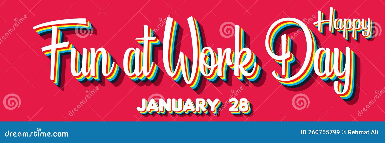 Happy Fun at Work Day, January 28. Calendar of January Retro Text ...