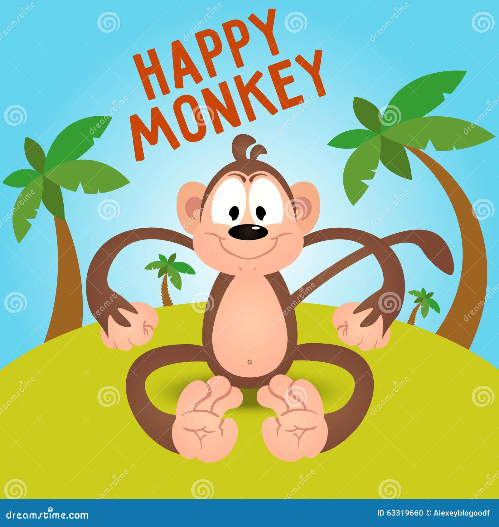 Happy Funny Cartoon Monkey in Vector Stock Vector - Illustration of ...