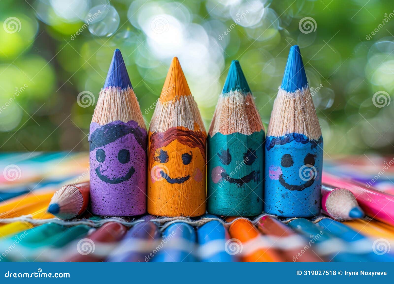 Happy Funny Colorful Crayons with Smiling Faces. Generated by AI Stock ...