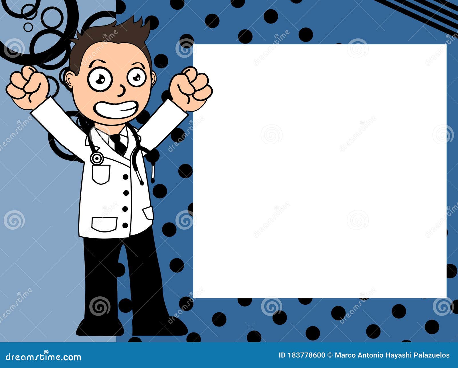 Happy Funny Doctor Kid Cartoon Expression Frame Background Stock Vector ...