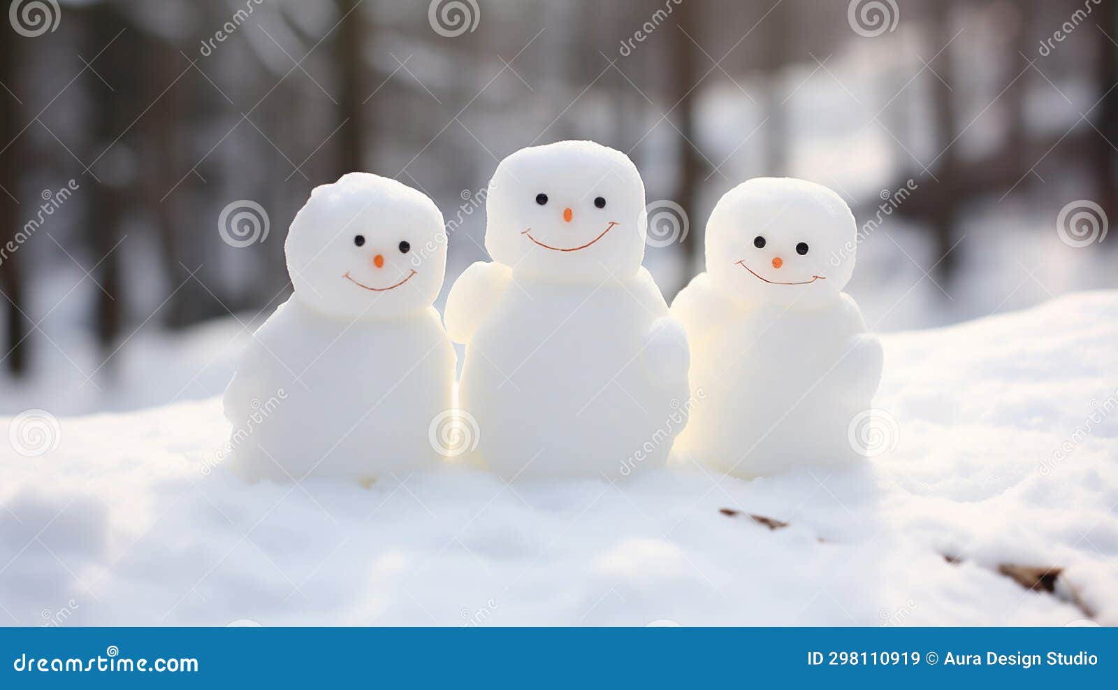Happy Cute Funny Marshmallow Snowman on Snow Stock Image - Image of ...