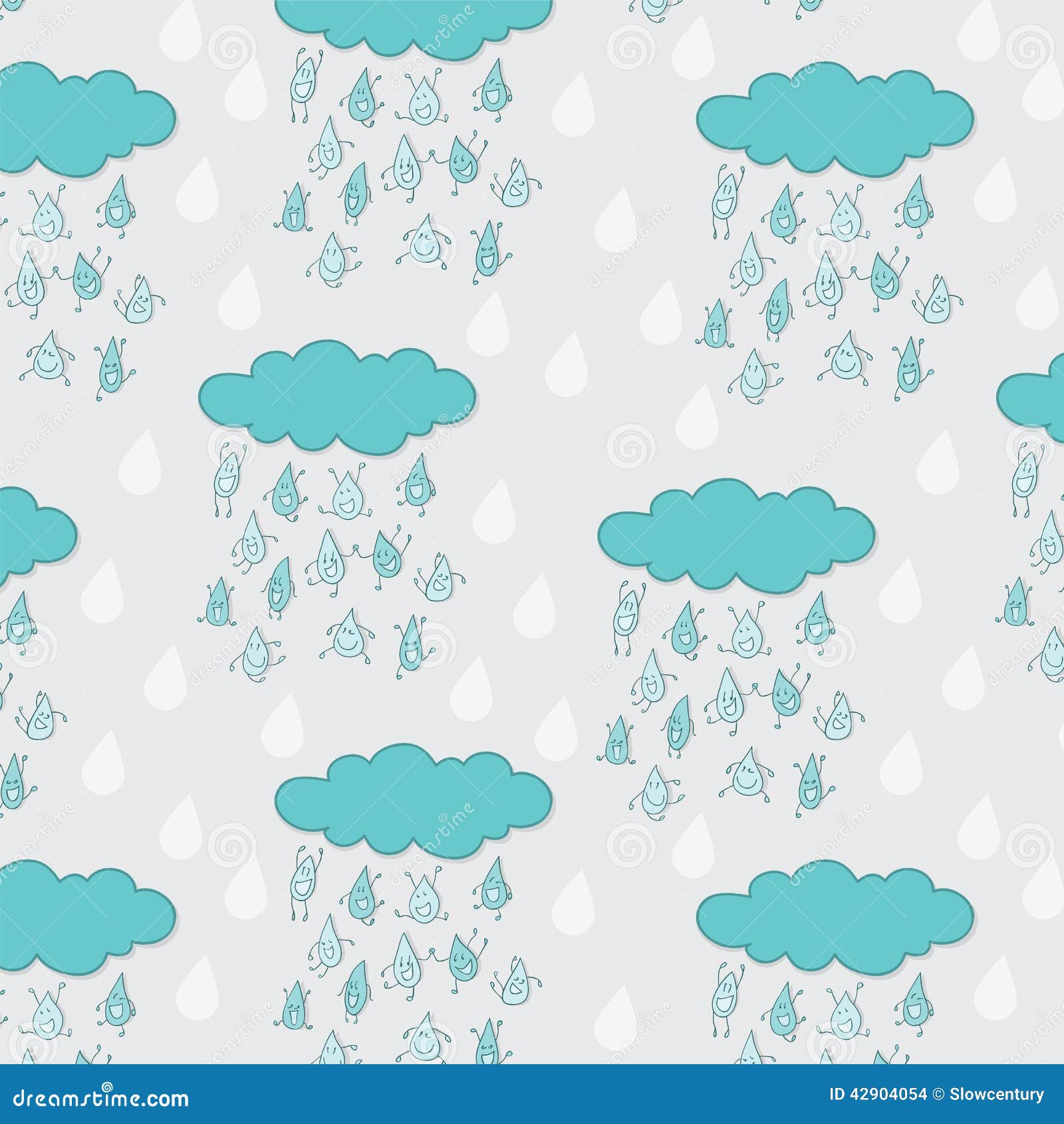 Happy Funny Raindrops Seamless Pattern Stock Vector - Illustration of ...