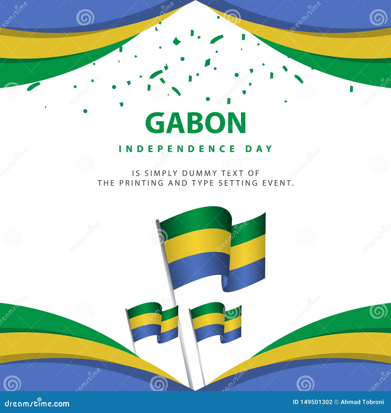 Happy Gabon Independence Day Celebration Poster Vector Template Design ...