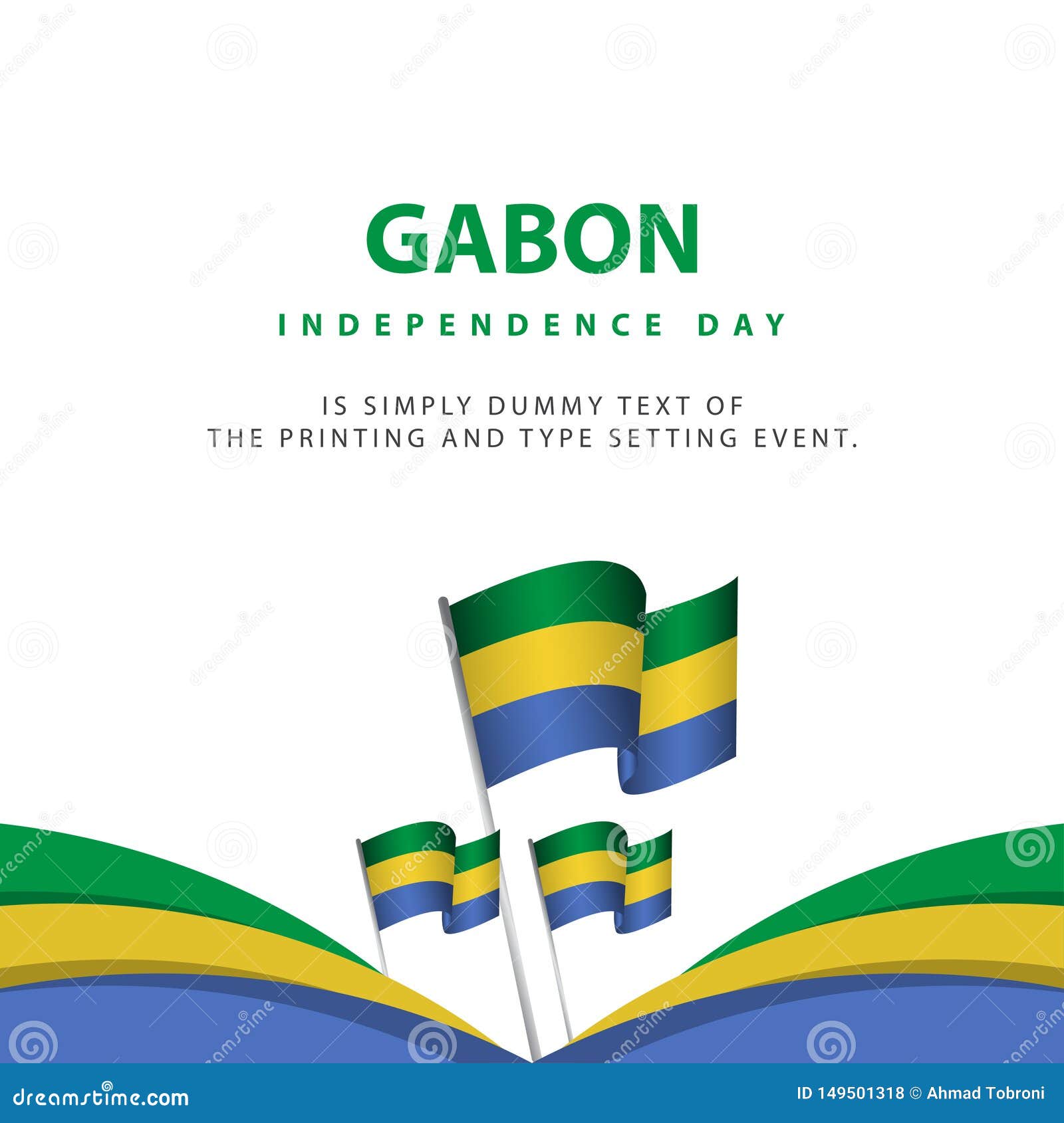 Happy Gabon Independence Day Celebration Poster Vector Template Design ...