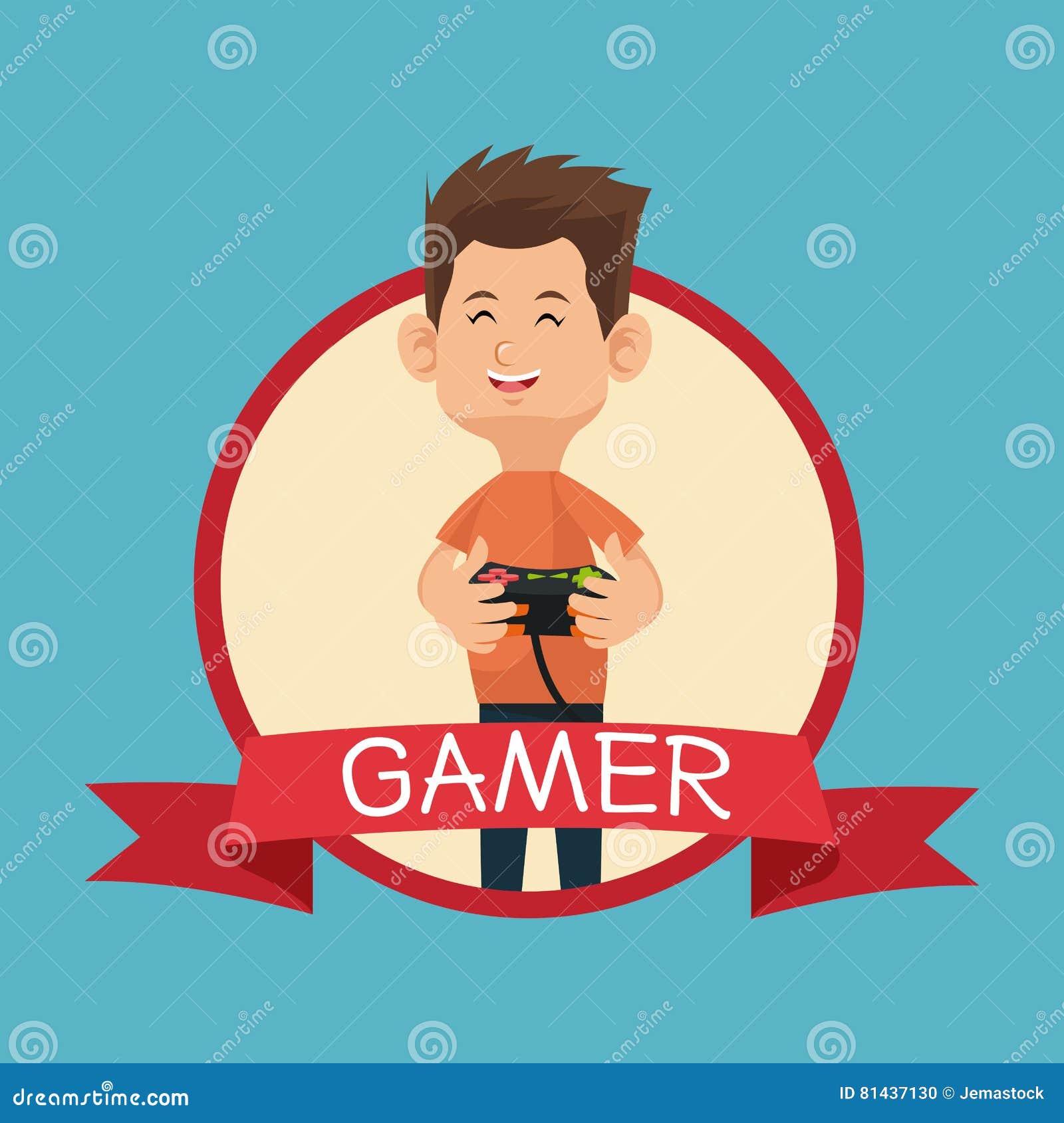 Happy Gamer Control Console Banner Stock Vector - Illustration of happy ...