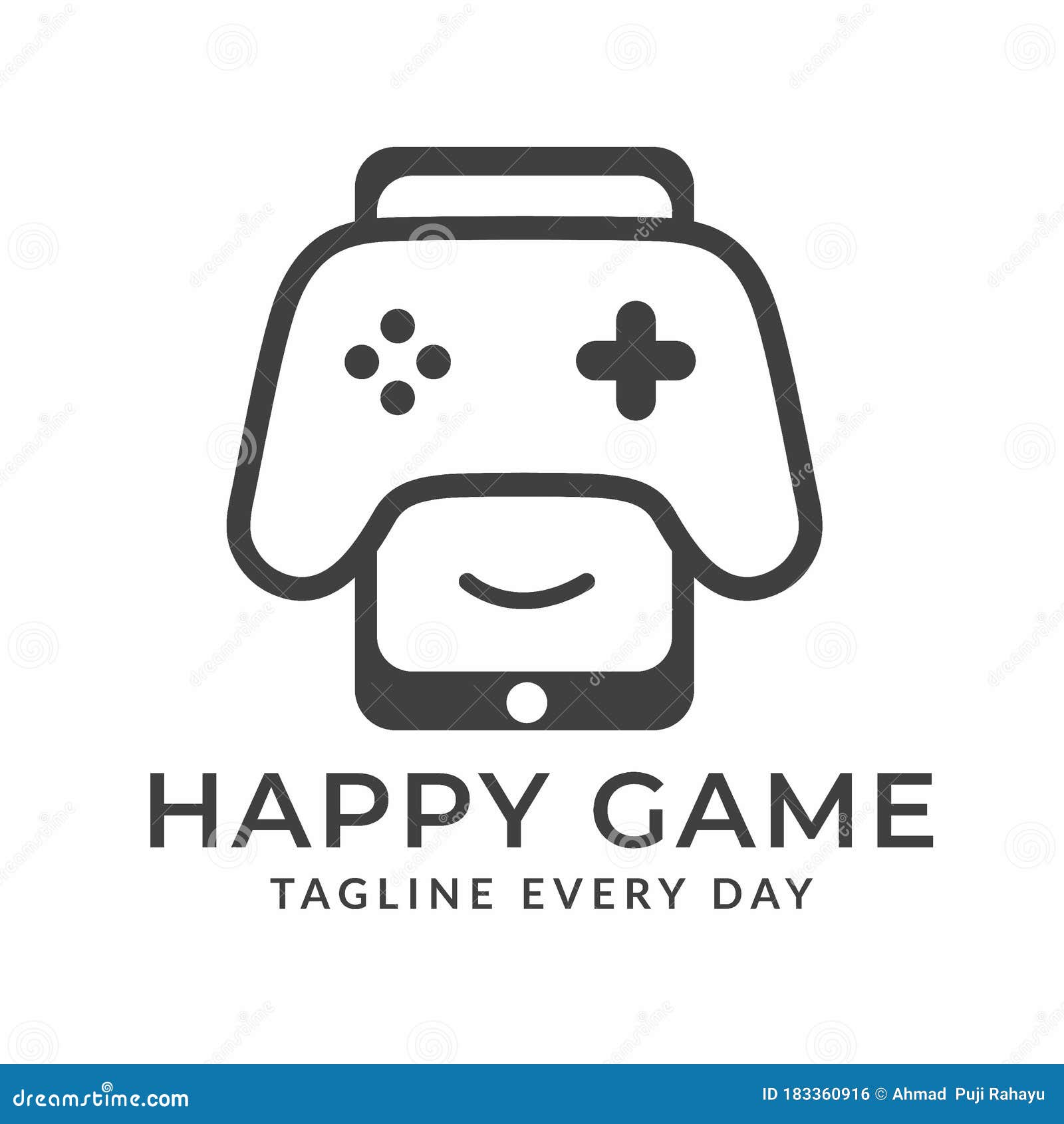 Happy Gamer Logo Design Template Stock Illustration - Illustration of ...