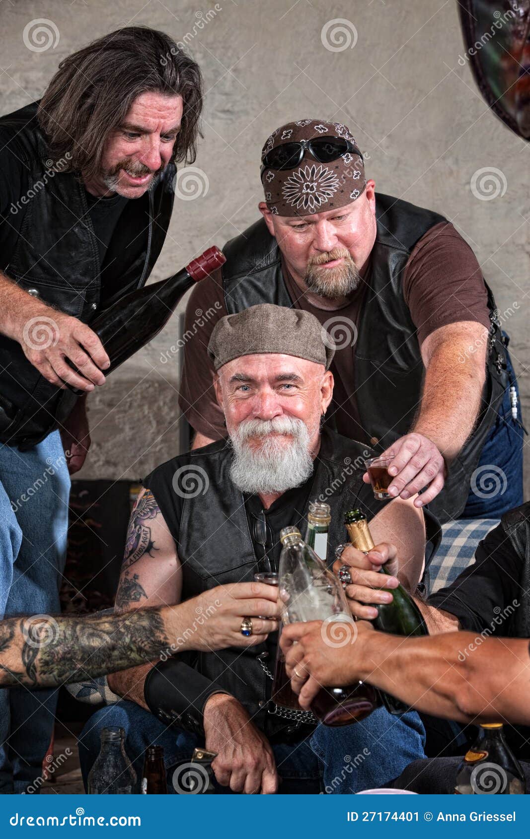 Happy Gang Members with Alcohol Stock Image - Image of drinks, indoors ...