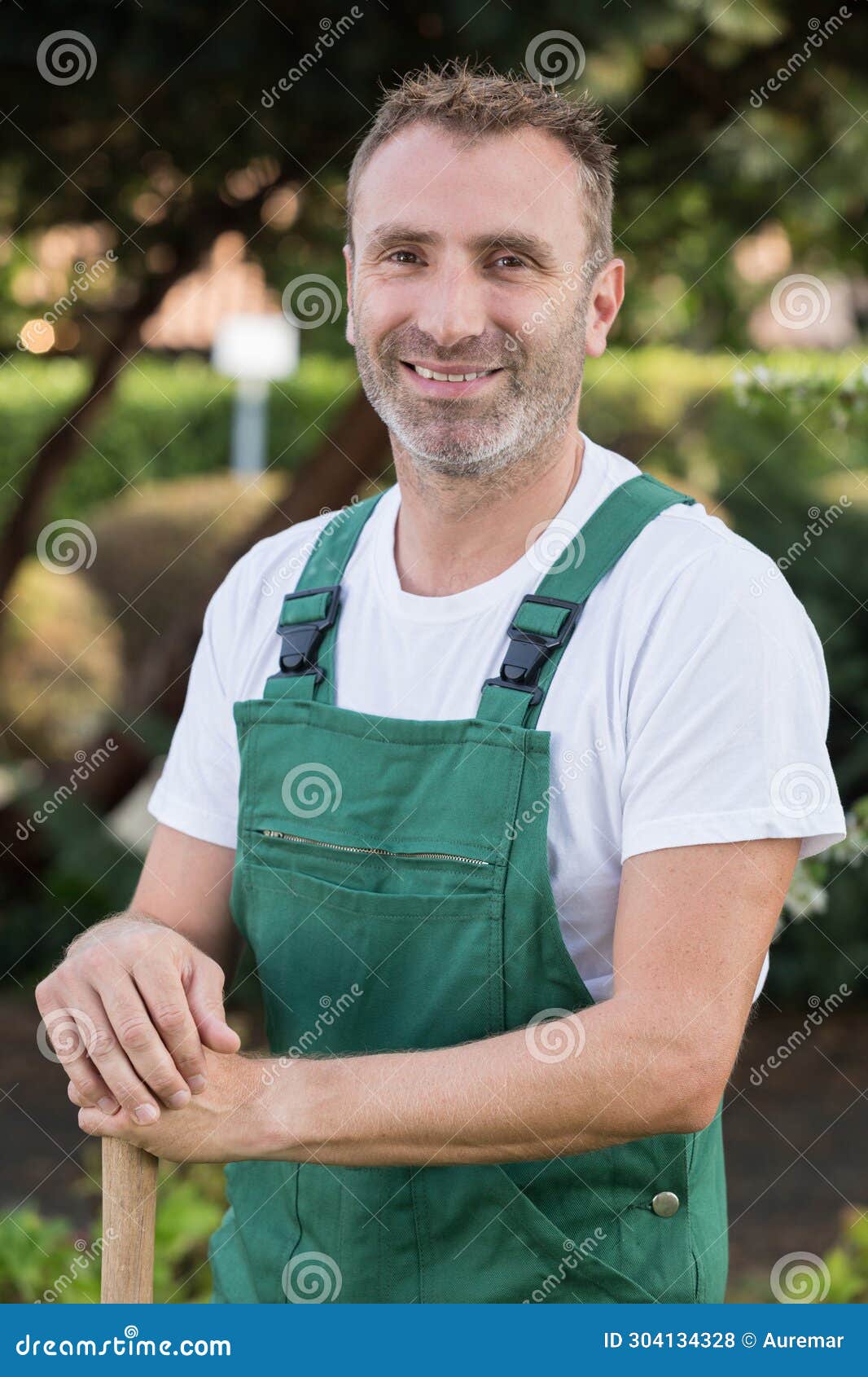 Happy Gardener with Showel Looking at Camera Stock Photo - Image of ...