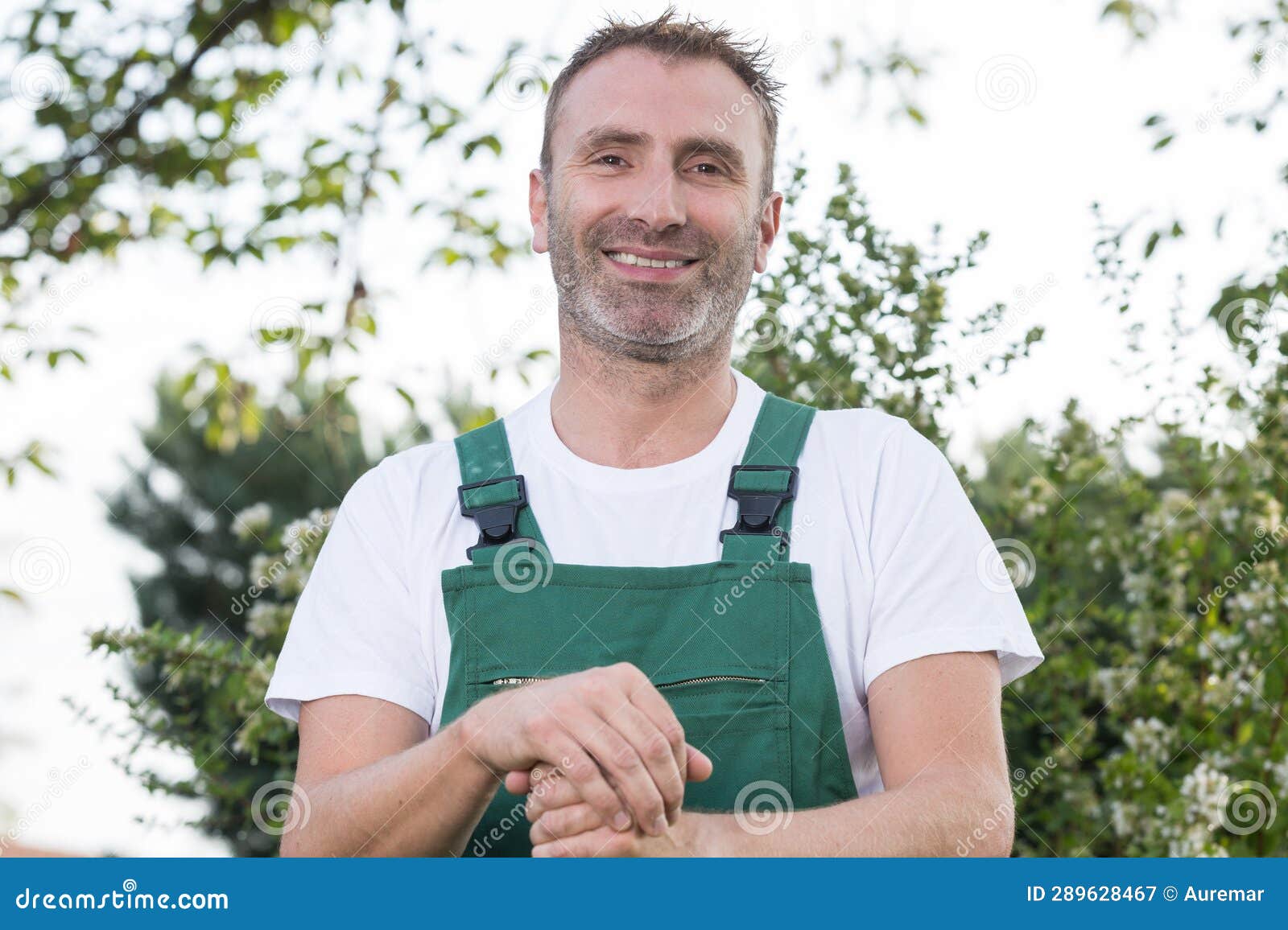 Happy Gardener Smiles at Camera Stock Image - Image of backyard, yard ...