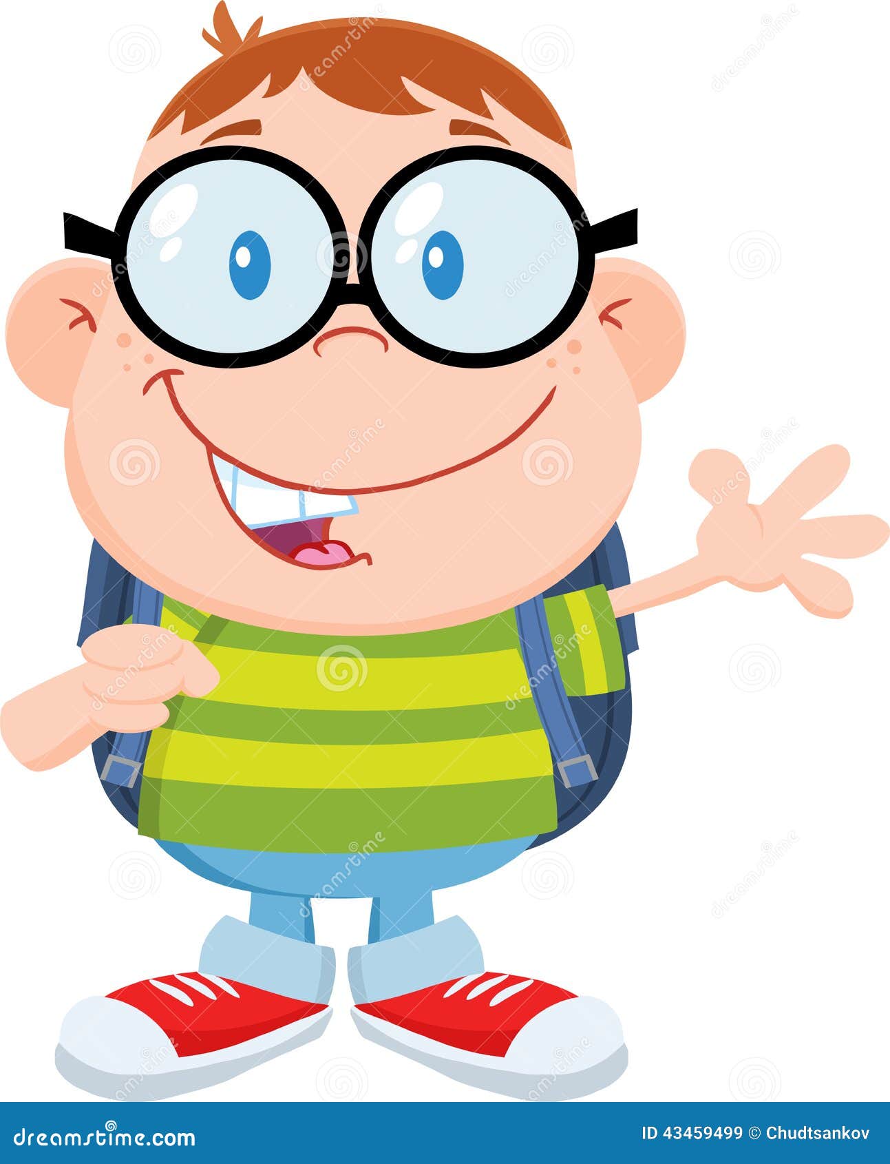 Happy Geek Boy Standing And Holding A Laptop Computer Cartoon Character ...