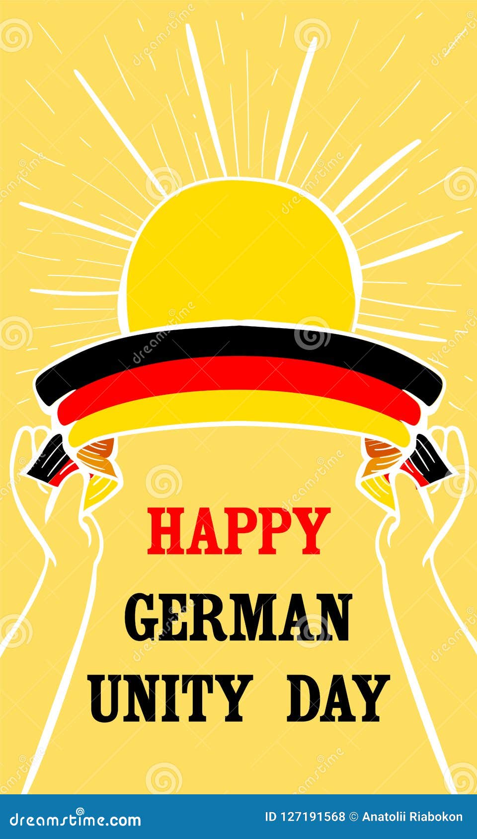 Happy German Unity Day Vertical Banner, Hand Drawn Style Stock ...