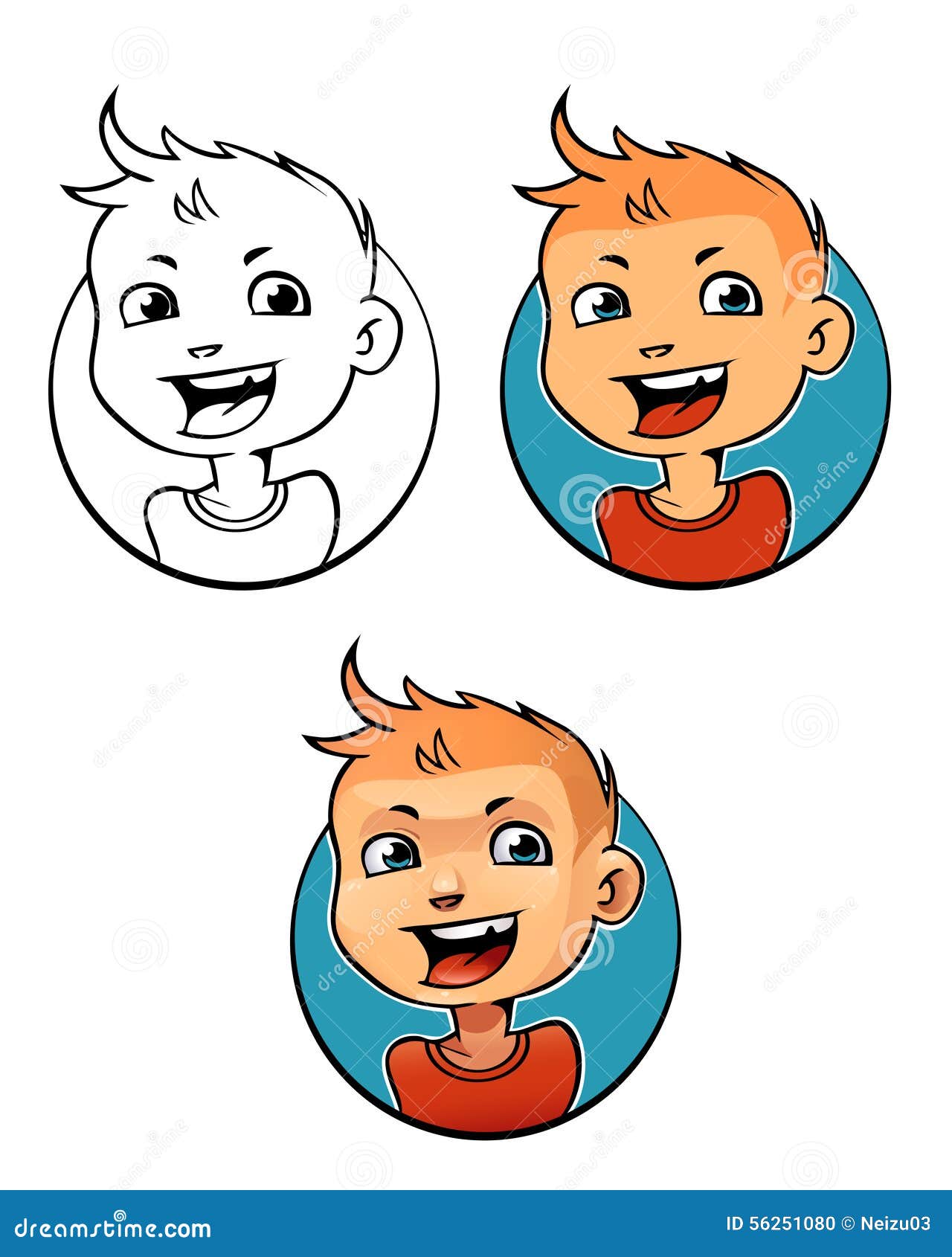 Happy ginger boy face stock illustration. Illustration of small - 56251080