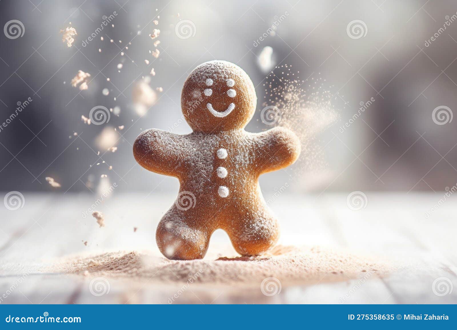 A Happy Gingerbread Man Dancing on the Kitchen Table. Generative AI ...
