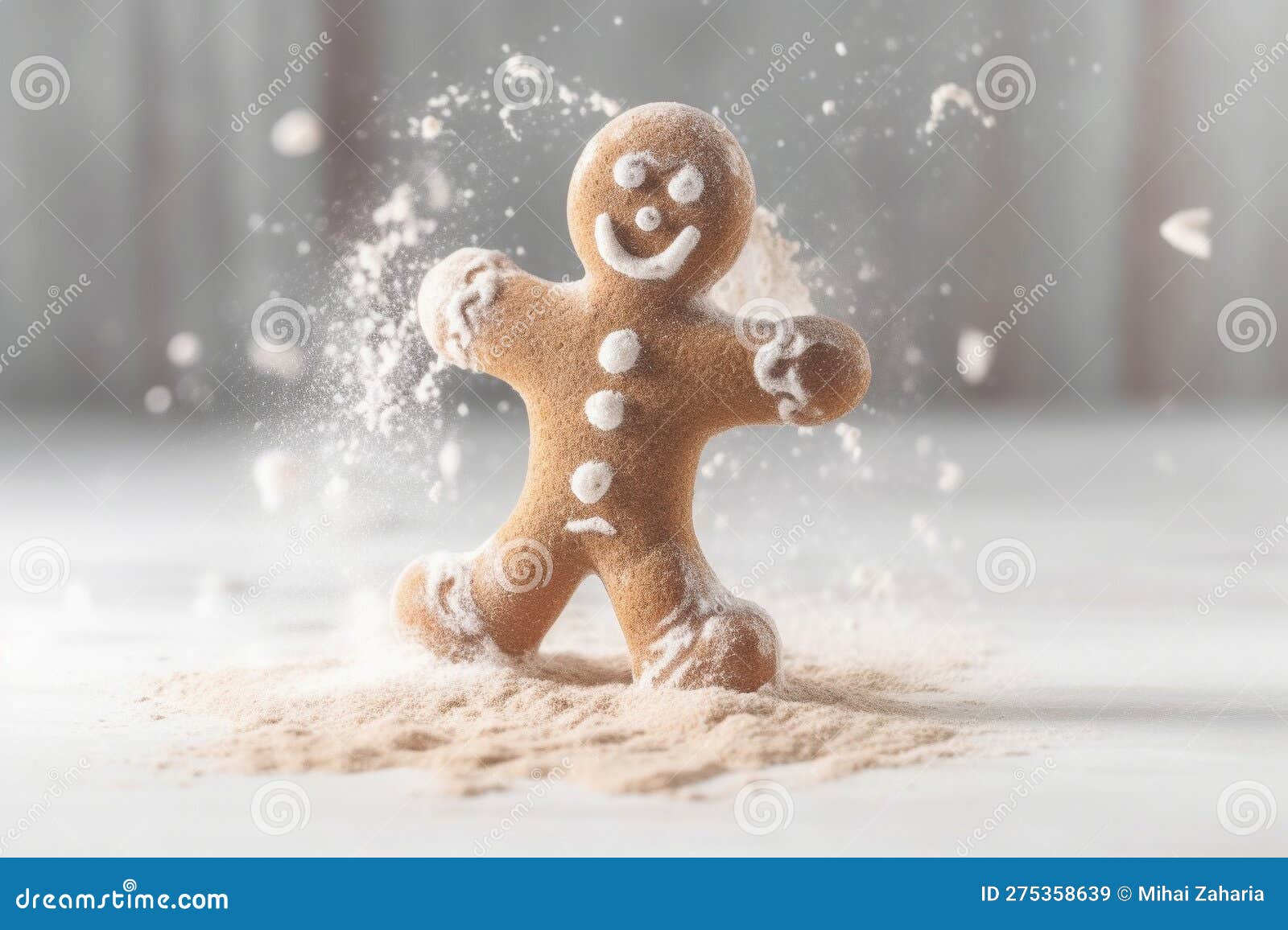 A Happy Gingerbread Man Dancing on the Kitchen Table. Generative AI ...
