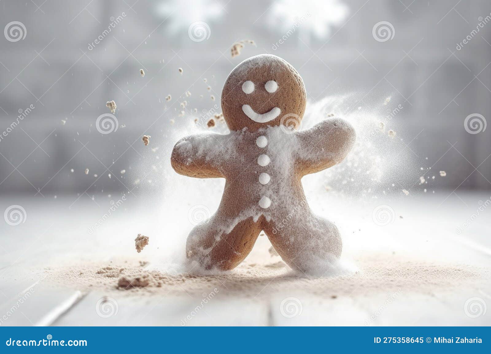 A Happy Gingerbread Man Dancing on the Kitchen Table. Generative AI ...